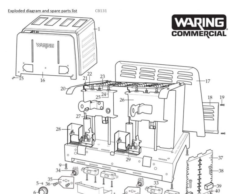 WARING CB131 EXPLODED VIEW - Foodservice Equipment Spares