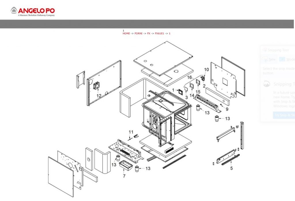 ANGELO PO FX61E1 EXPLODED VIEW - Foodservice Equipment Spares
